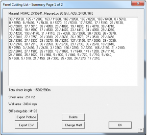 AppliCad Help – Tally-Cutlist of Wall Panels