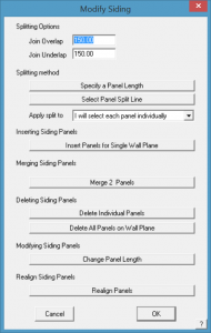 AppliCad Help – Modify Siding Panels